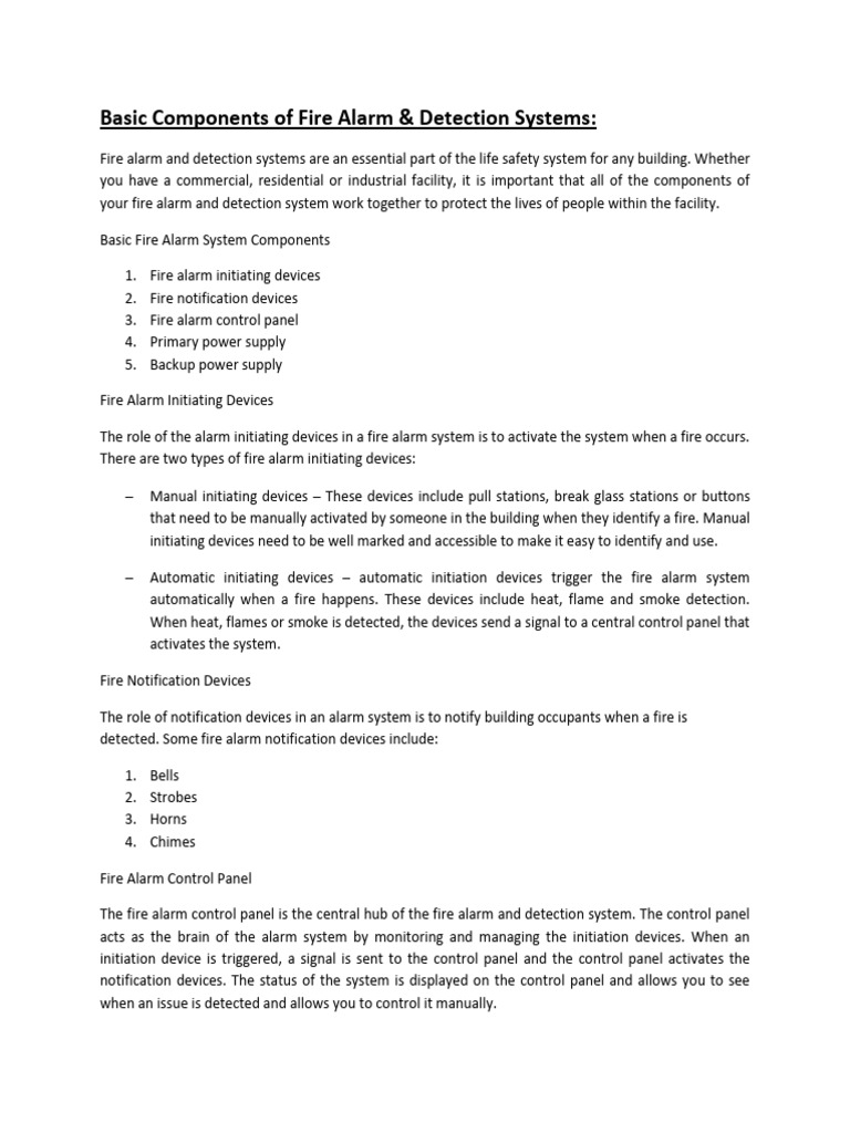 Basic Components of Fire Alarm & Detection Systems | PDF | Safety