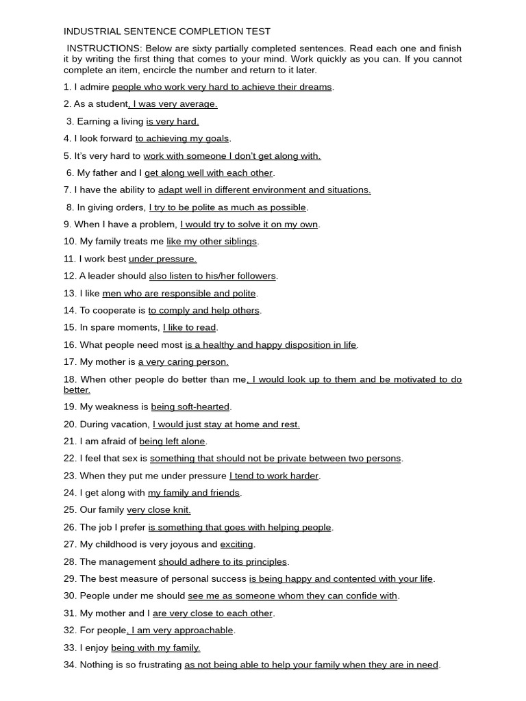Neuro Sentence Completion | PDF | Psychology | Psychological Concepts