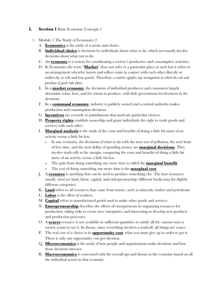 Basic Economic Concepts Vocab 1 | PDF | Economics | Labour Economics