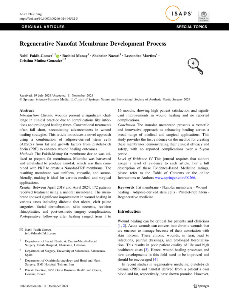 Dr. Nabil Fakih_Fat Membrane | PDF | Wound | Medical Specialties