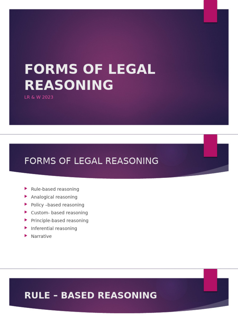 LR & W Forms of Legal Reasoning JF 2023 | PDF | Inference | Reason
