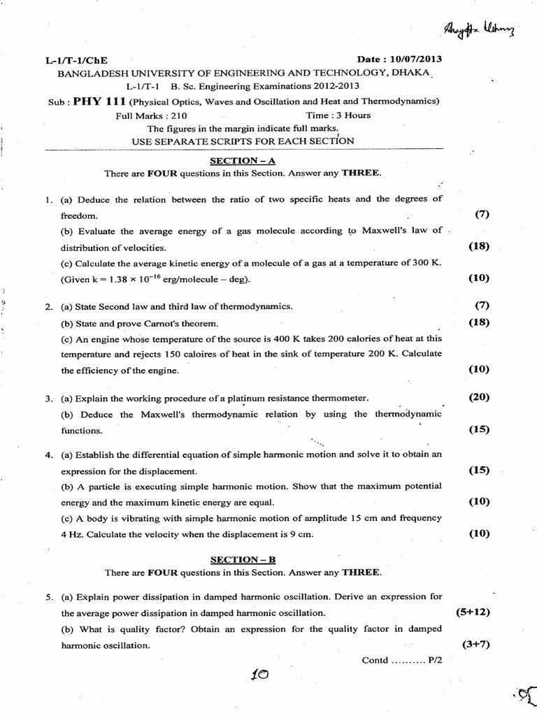 CHE-2012-2013 (L-1, T-1) | PDF | Temperature | Oscillation