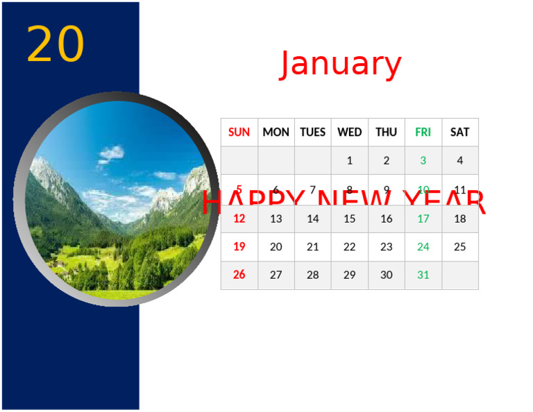 January: Mon Tues Wed Thu SAT | PDF