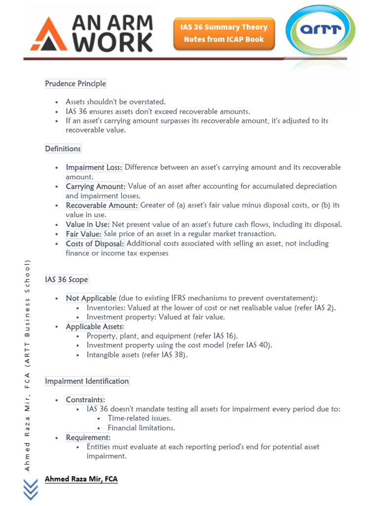 IAS 36 Impairment Loss Overview | PDF | Fair Value | Financial Services