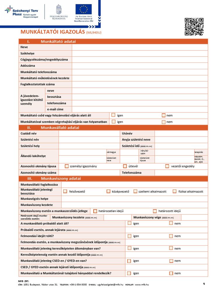 RRF-REP-10.13.1-24 Munkáltatói Igazolás (Hatályos 2024.06.27-Től) | PDF
