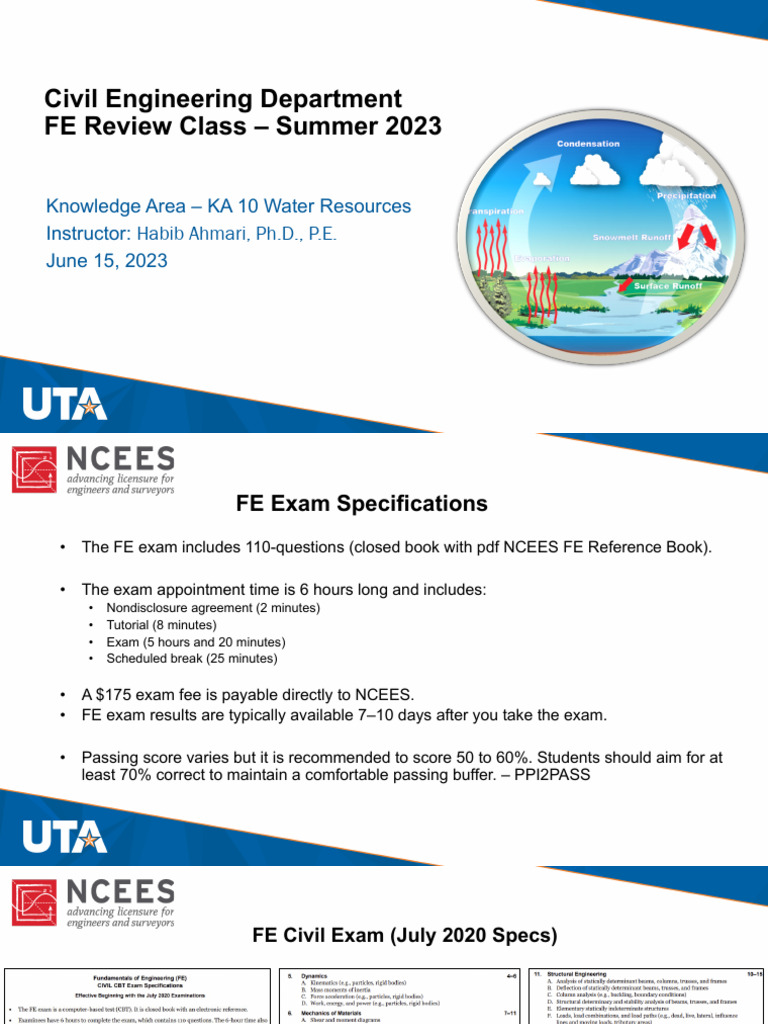 Fundamentals of Engineering 28FE 29 Examination Water Resources | PDF ...