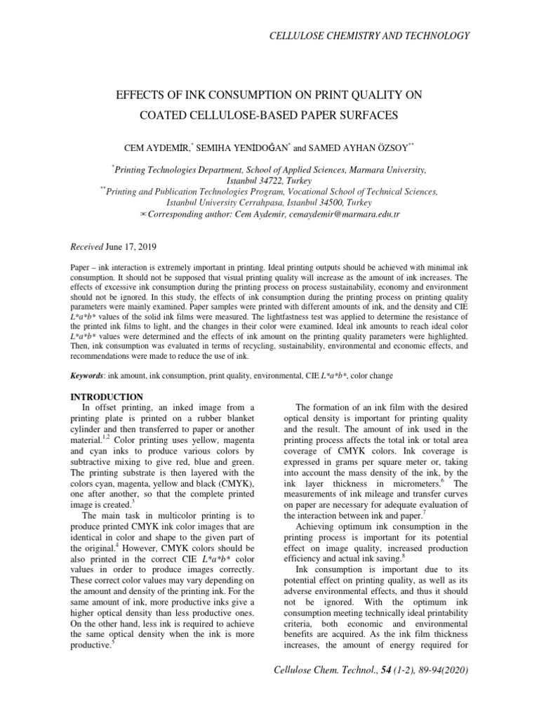 Ink Consumption Effects on Print Quality | PDF | Color | Ink