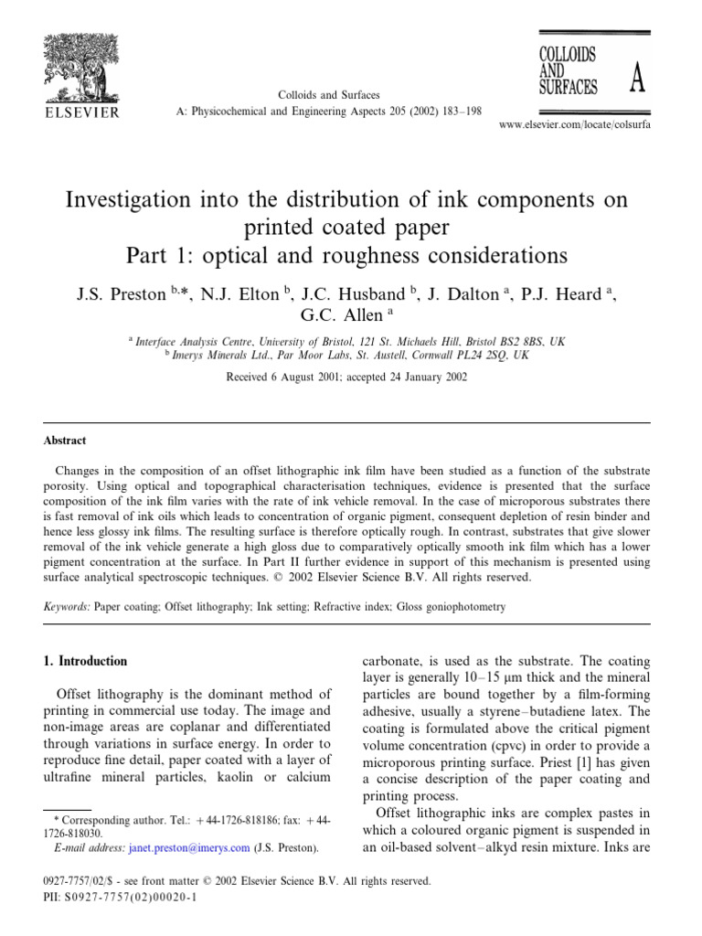 Ink Composition on Coated Paper | PDF | Porosity | Ink