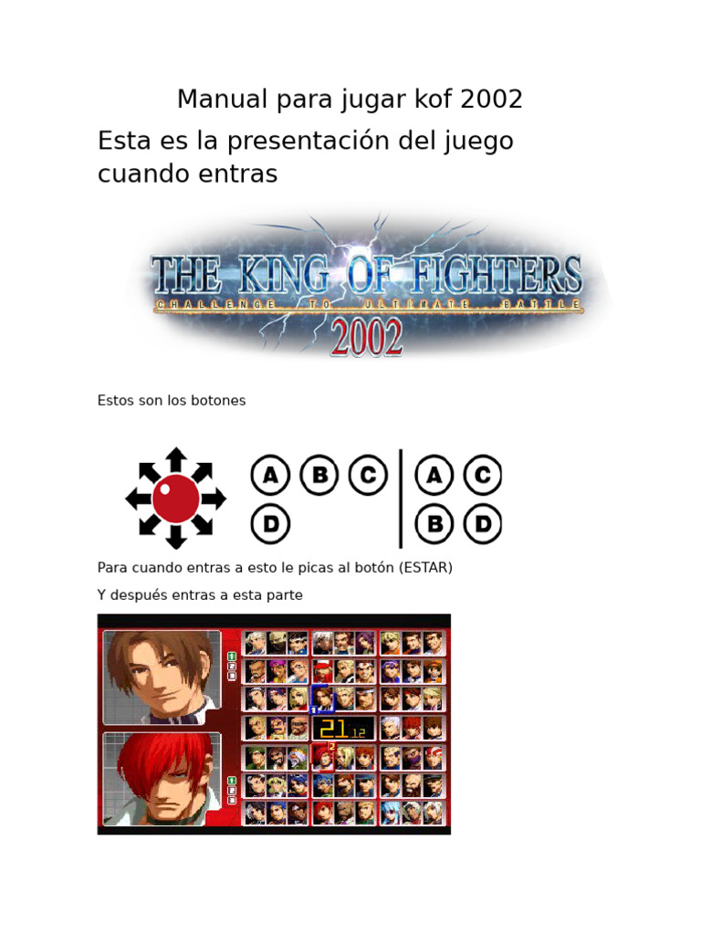 Manual para Jugar Kof 2002 | PDF