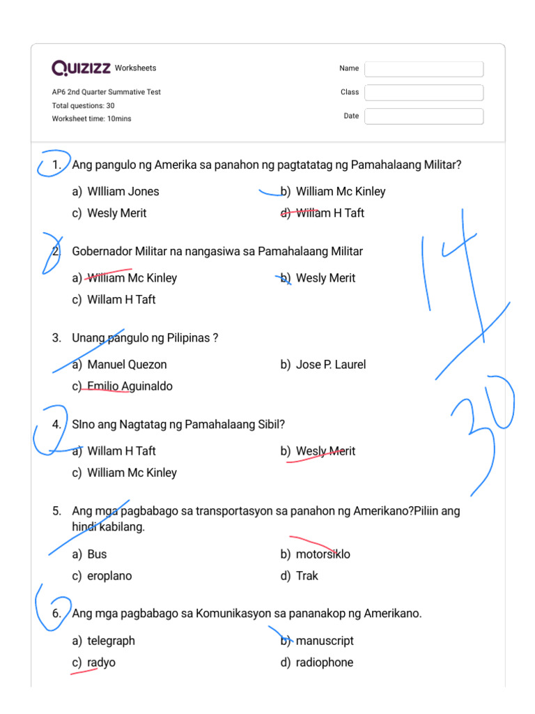 AP6 2nd Quarter Summative Test _ Quizizz | PDF