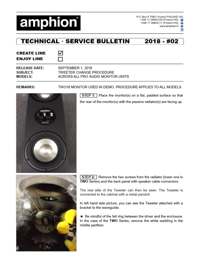 amphion-tweeter-replacement | PDF | Manufactured Goods | Electronics