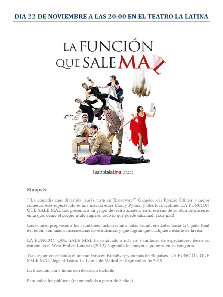 Sinopsis La Funci N Que Sale Mal | PDF