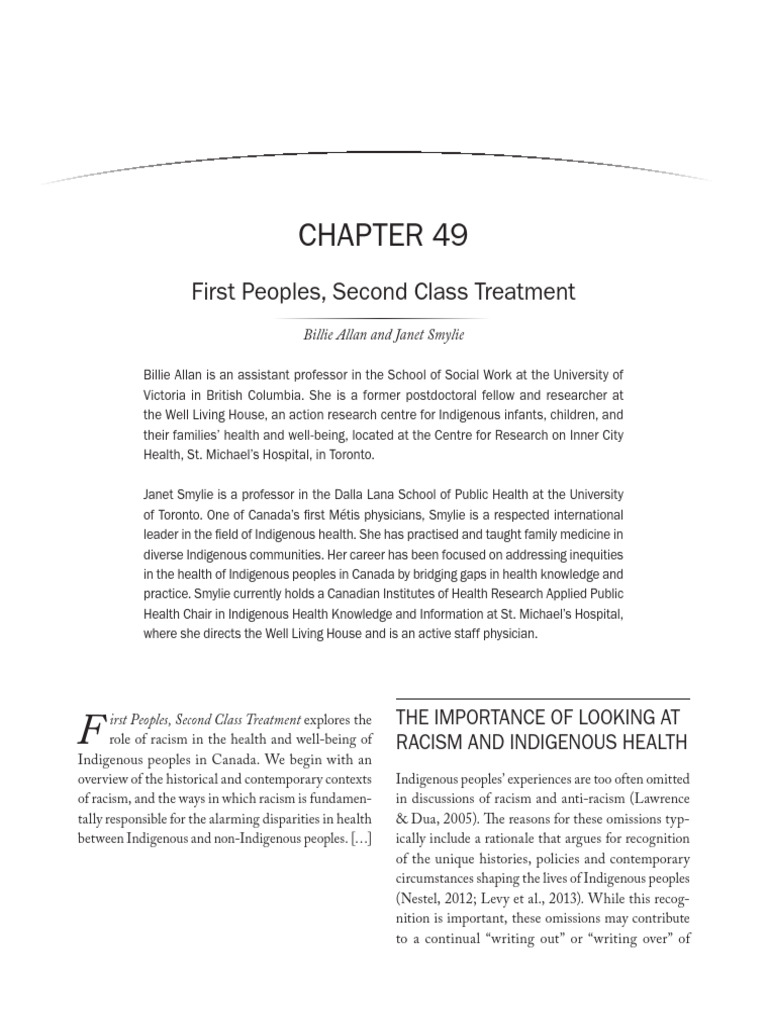 Allan and Smylie - First Peoples, Second Class Treatment | PDF | Inuit ...