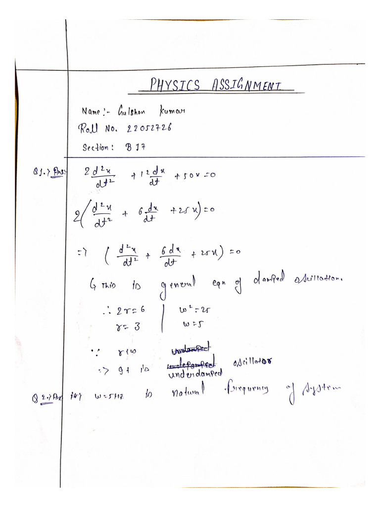 Physics Assignment 1 | PDF