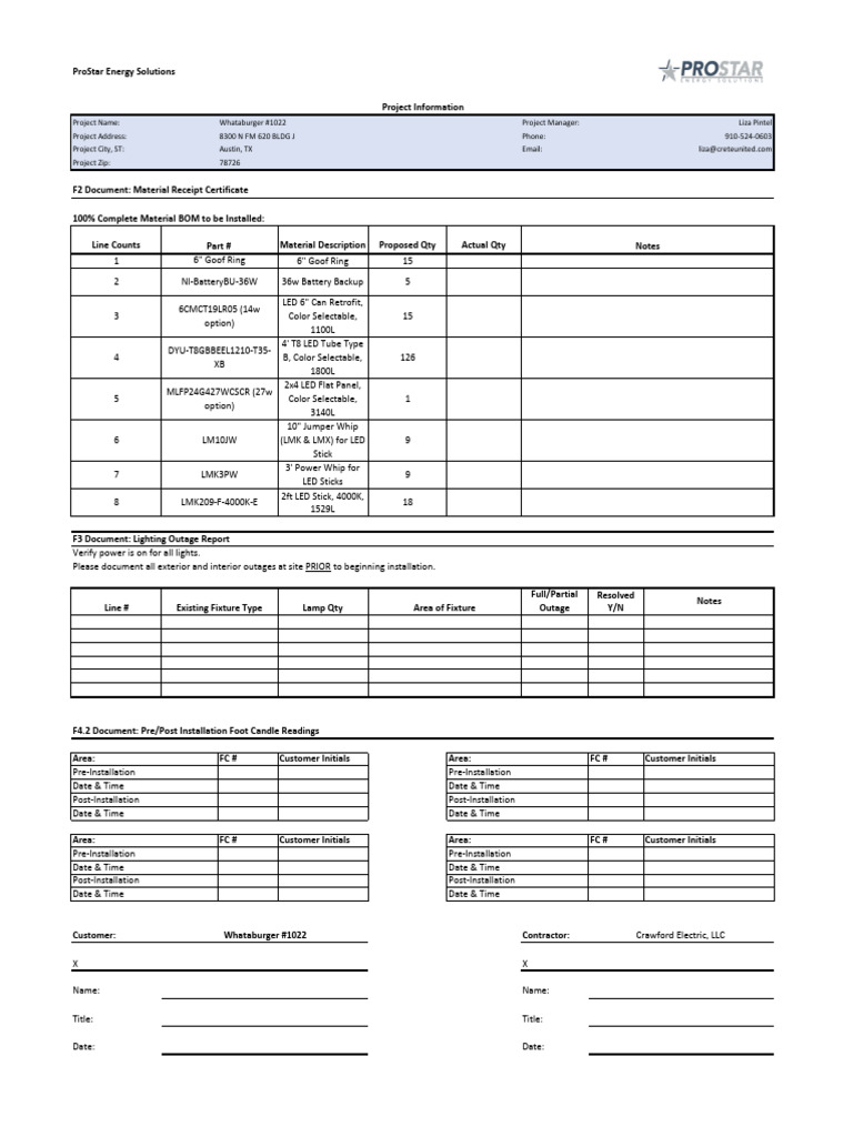 WB 1022 - Project Forms - 12.26.24 | PDF | Fluorescent Lamp ...