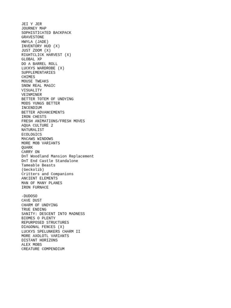 Minecraft Mod List Overview | PDF
