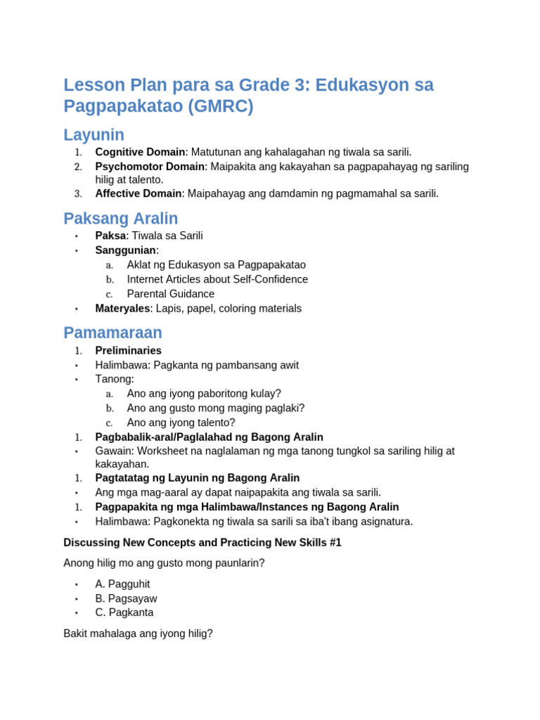 Matutunan Ang Kahalagahan NG Tiwala Sa Sarili. | PDF