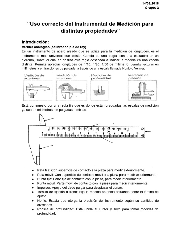 Practica 2 _Uso correcto del Instrumental de Medición para distintas ...