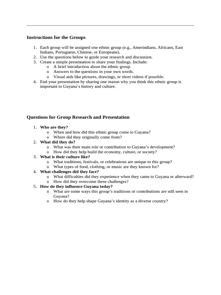 Ethnic Group Research Presentation Guide | PDF
