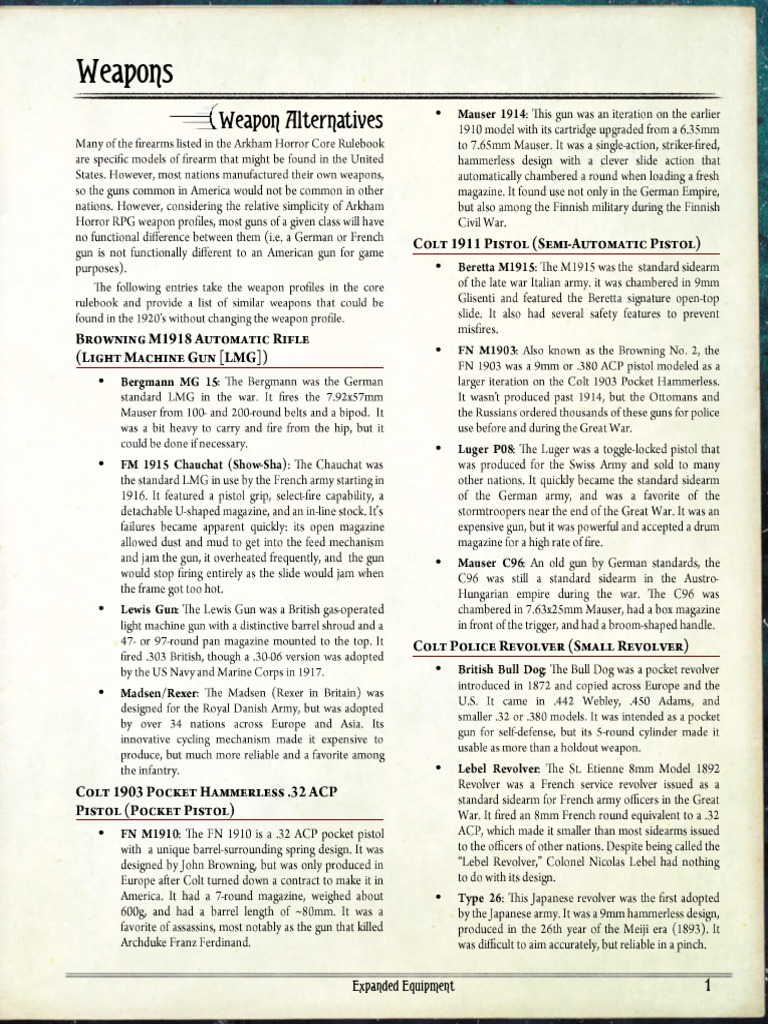 Arkham Horror Homebrew Equipment Guide | PDF | Trapping