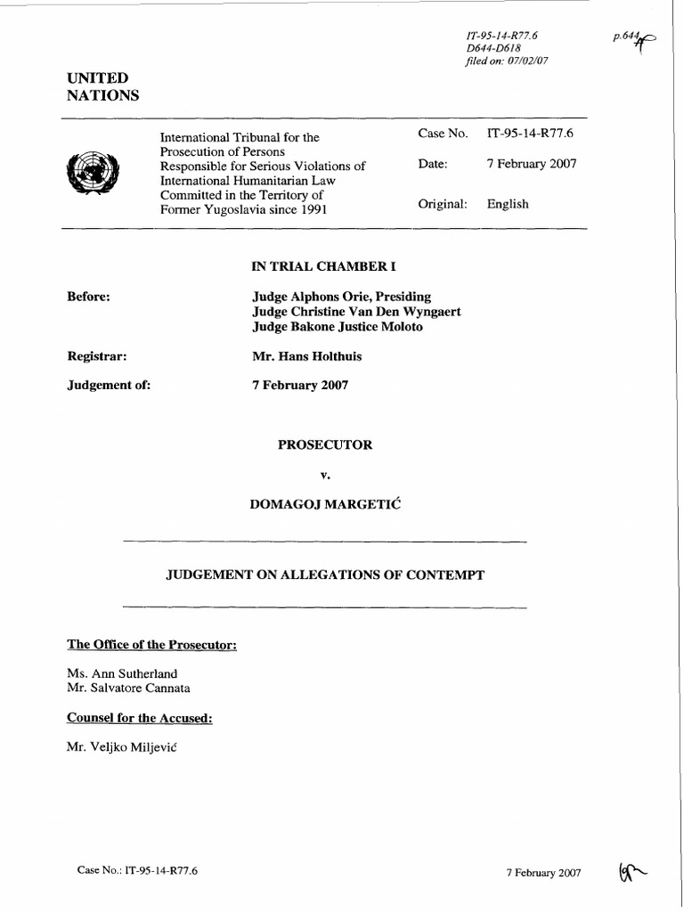 Margetic Judgement | PDF | Prosecutor | Witness