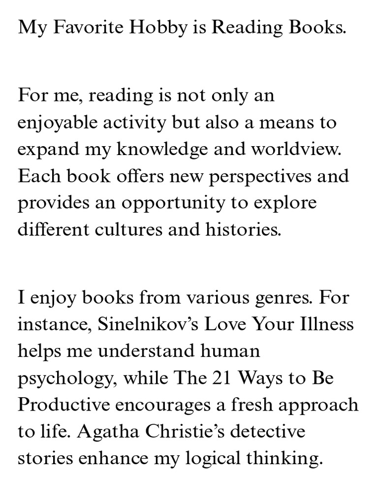 My Favorite Hobby Is Reading Books. - 20241110 - 220411 - 0000 | PDF ...