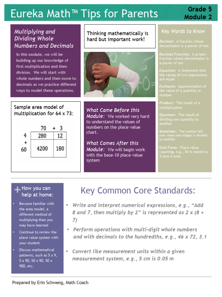 Parent Tip Sheet - Grade 5 Module 2 | PDF | Numbers | Multiplication