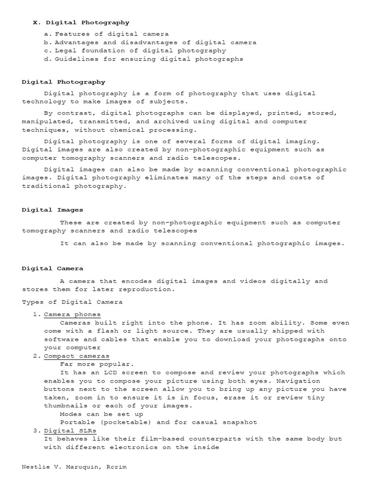 Topic 10. Digital Photography | PDF | Digital Camera | Pixel