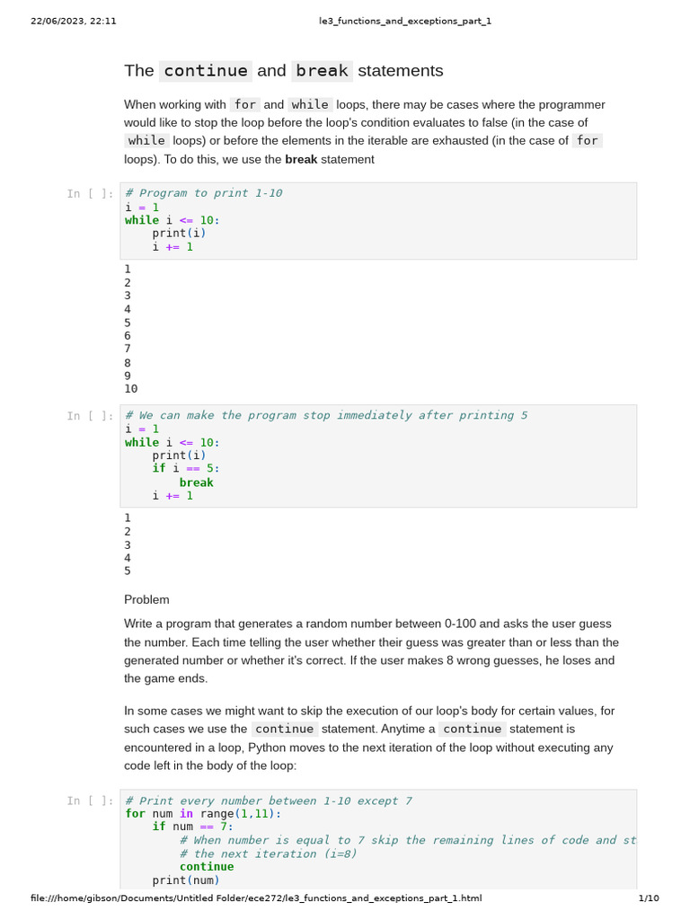 Le3 Functions and Exceptions Part 1 | PDF | Scope (Computer Science) | Control Flow