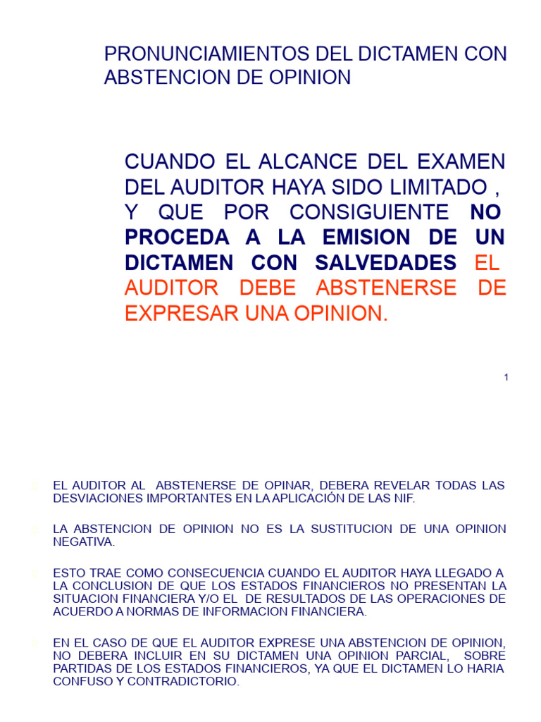 Dictamen con Abstención de Opinión | PDF | Auditoría | Estado financiero