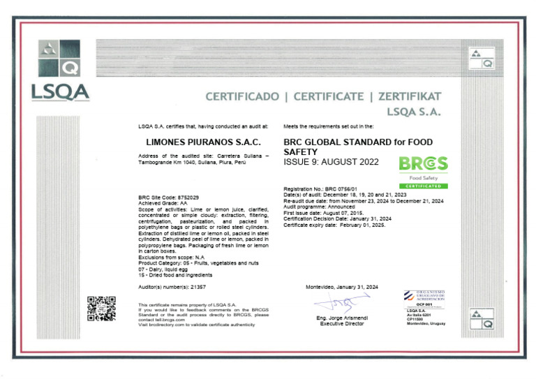 Food Safety Certification Notice | PDF
