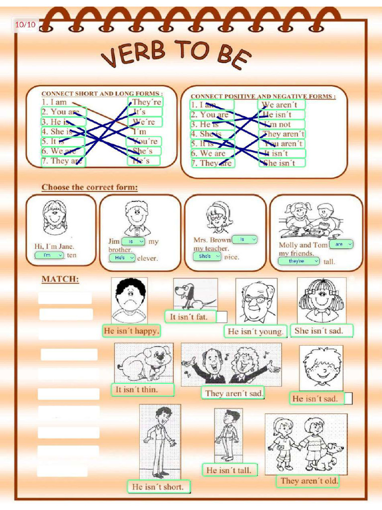 Verb To Be. Negative | PDF