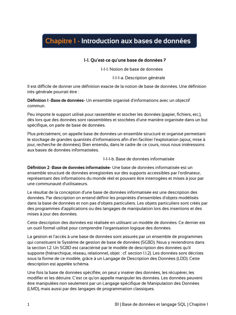 Introduction aux bases de données SQL | PDF | Bases de données | Base ...