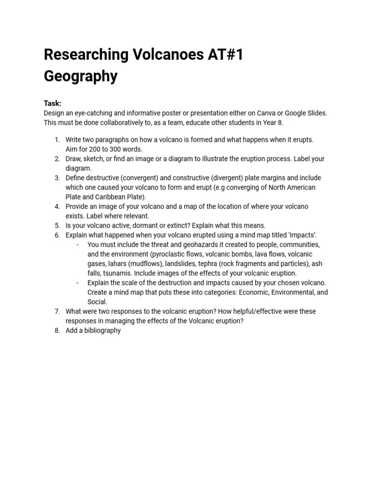 Volcano Research Project Guidelines | PDF | Volcano | Types Of Volcanic ...