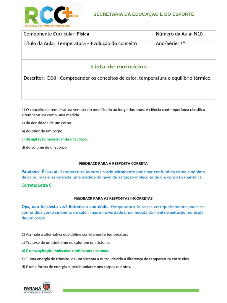 Exercicios 1a Serie N10 | PDF