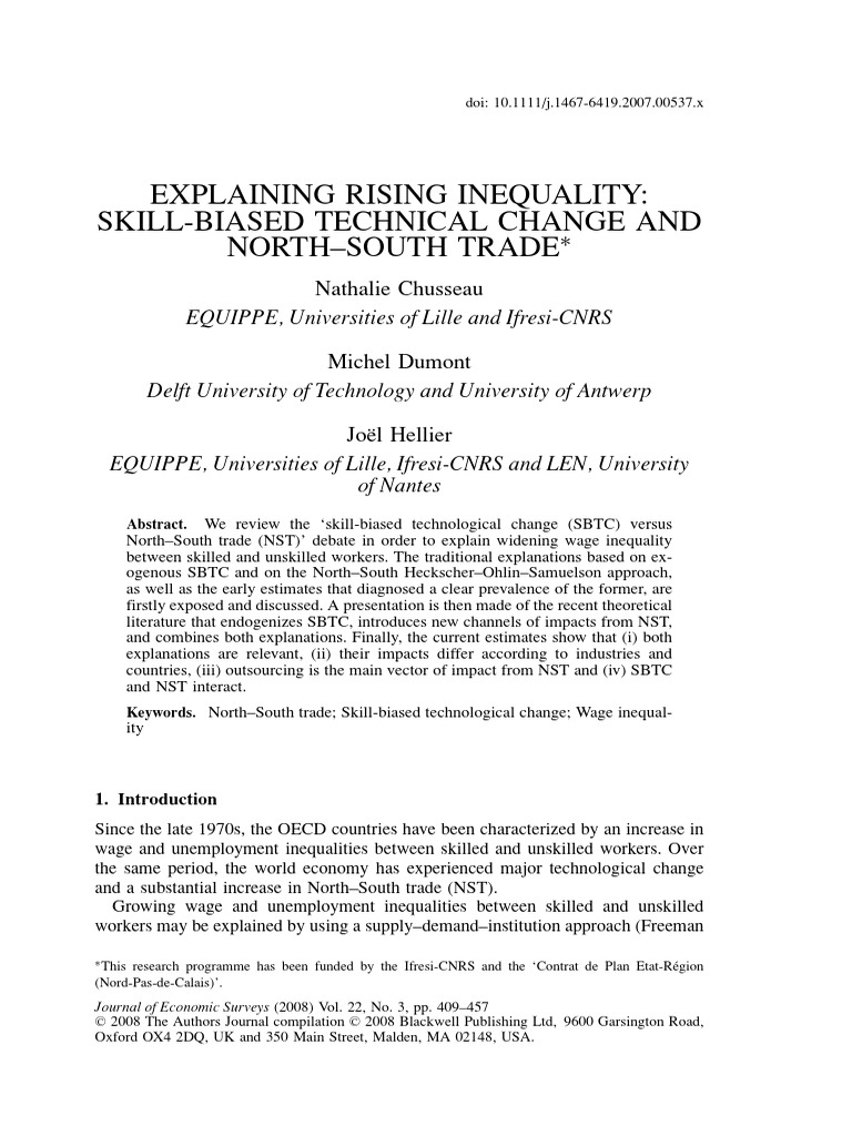 Chusseau - Explaining Rising Inequality | PDF | Labour Economics ...