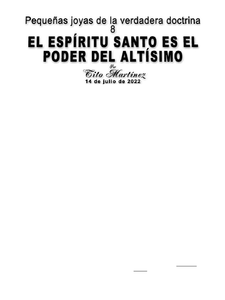 El Espiritu Santo Es El Poder Del Altisimo | PDF | espíritu Santo ...