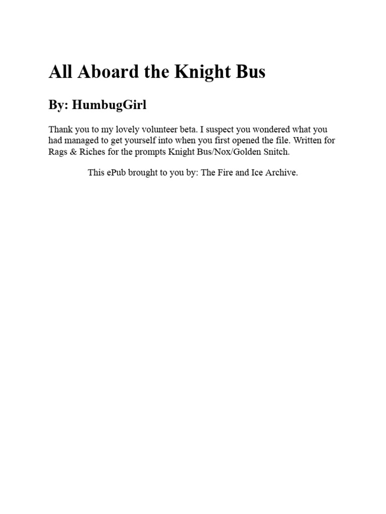 All Aboard The Knight Bus | PDF | Harry Potter