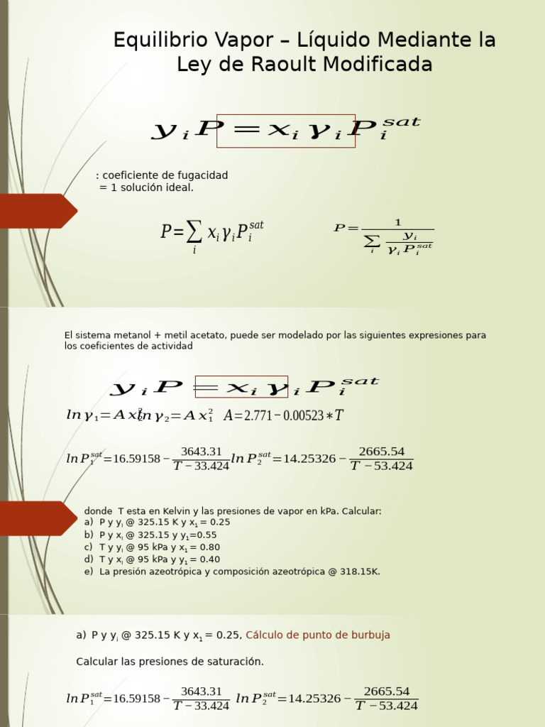 Ley de Raoult Modificada | PDF | Cantidades fisicas | Química
