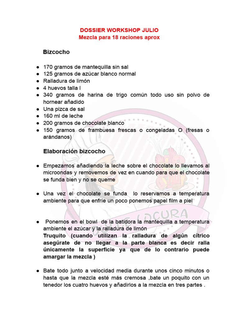 Dossier Workshop Julio | PDF | Merengue | Alimentos