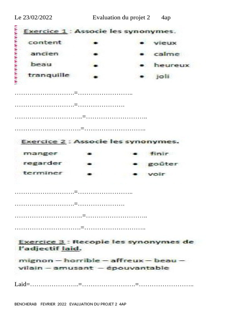 Les Synonymes 4ap | PDF