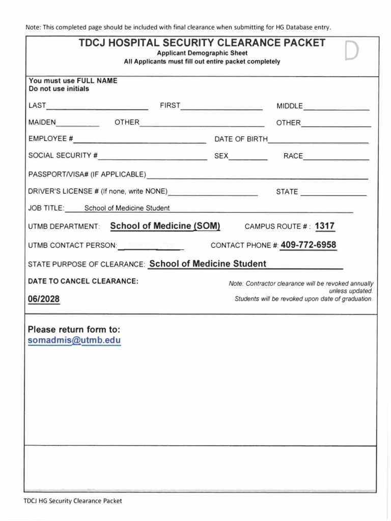TDCJ Packet (1) | PDF | Medical Record | Confidentiality