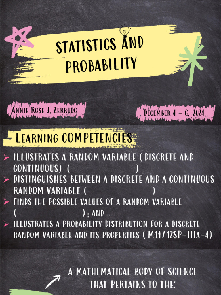Q3 - Statistics and Probability - Week 1 | PDF | Probability Distribution | Random Variable