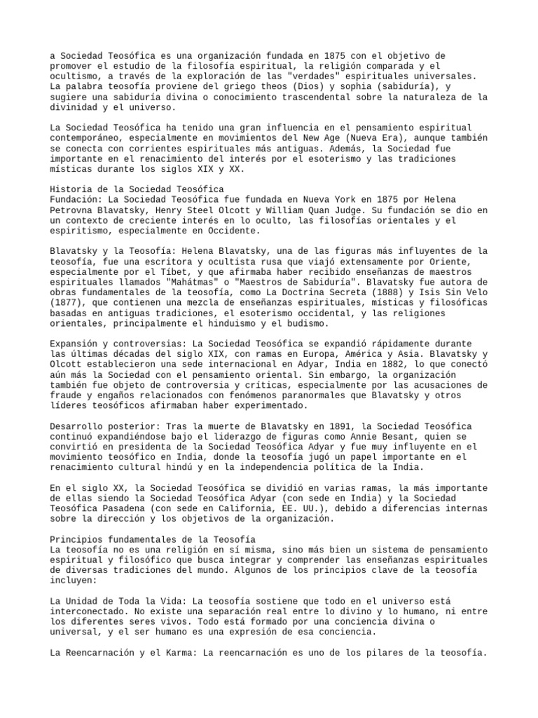 Historia y Principios de la Teosofía | PDF | Teosofía | Espiritualidad