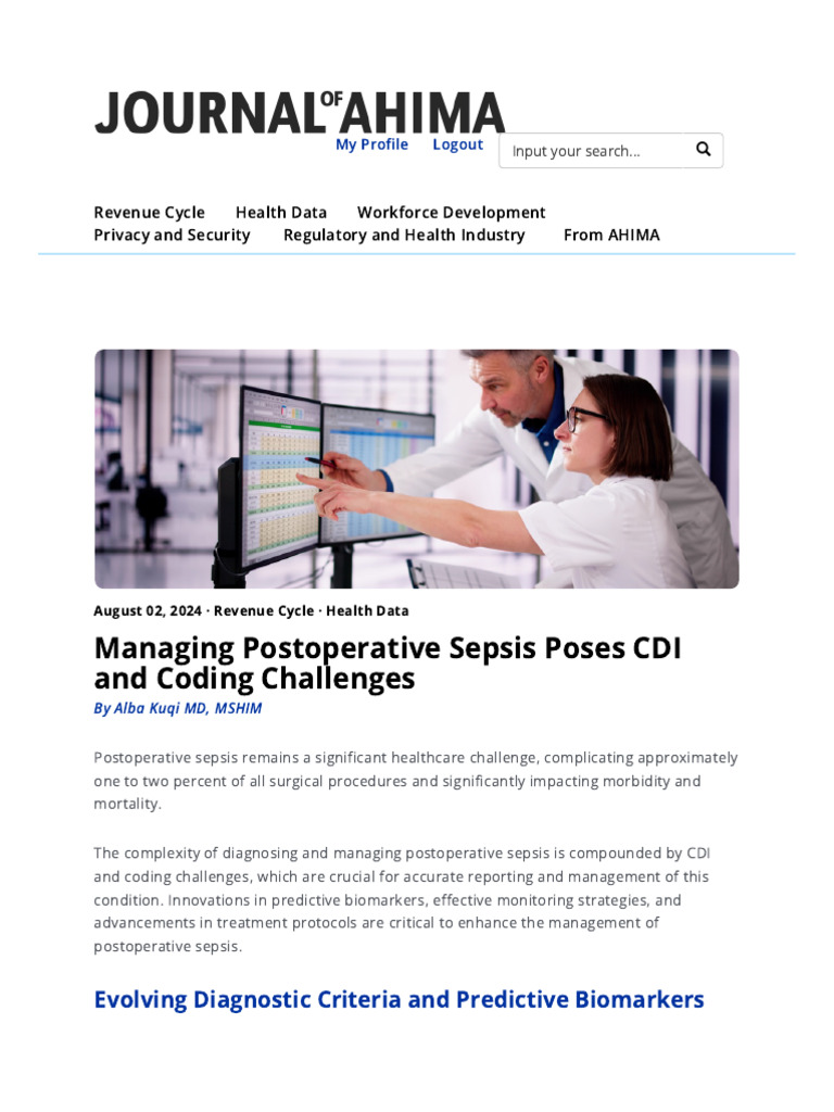 Managing Postoperative Sepsis Poses CDI and Coding Challenges | PDF | Sepsis | Surgery