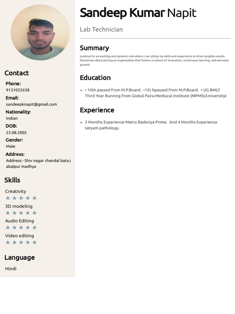 Sandeep Kumar Resume 435 | PDF