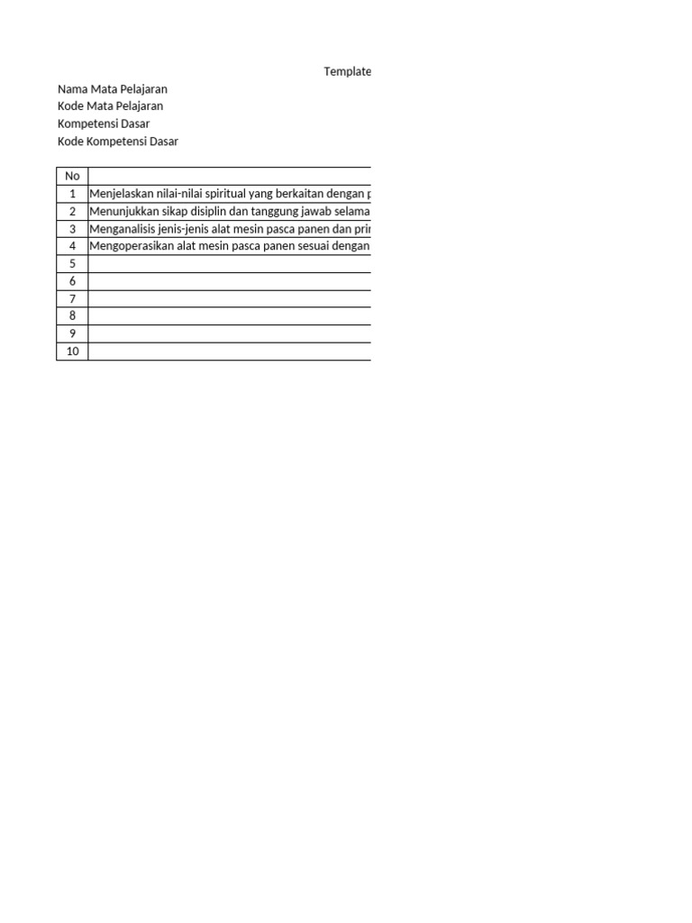 Template TP Mata Pelajaran Alat Mesin Pasca Panen Kelas KELAS XI AMP | PDF