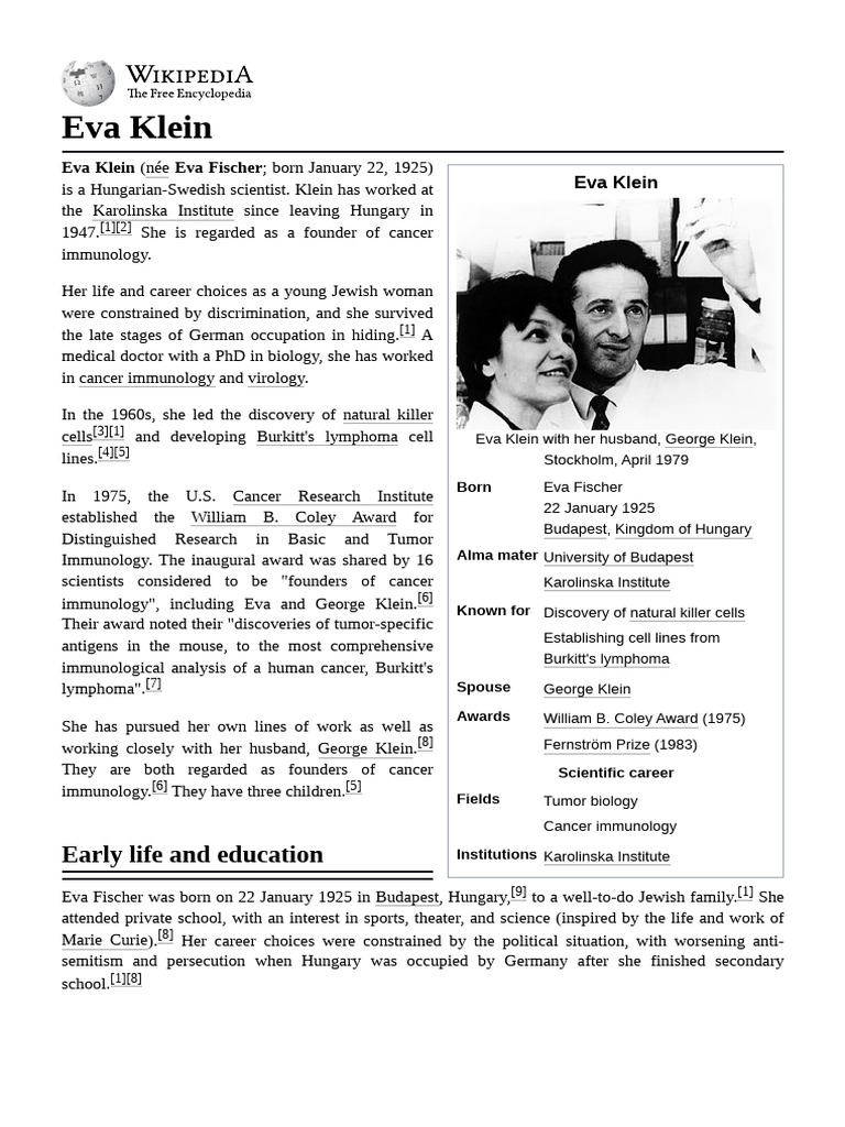 Eva_Klein | PDF | Medical Specialties | Causes Of Death