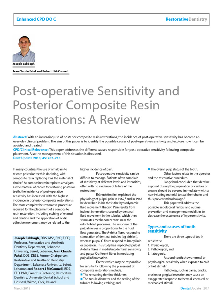 14post-Operative Sensitivity and Posterior Composite Resin Restorations ...