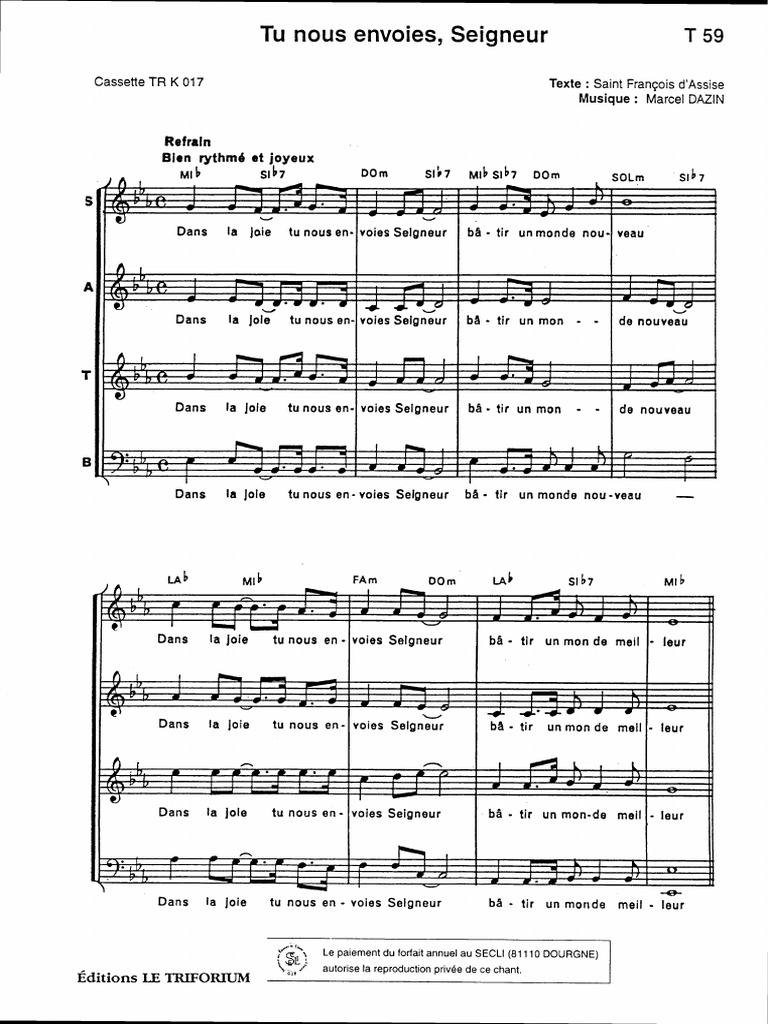 Tu Nous Envoies Seigneur T 59 | PDF